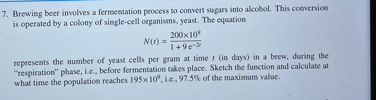 Solved Brewing beer involves a fermentation process to | Chegg.com