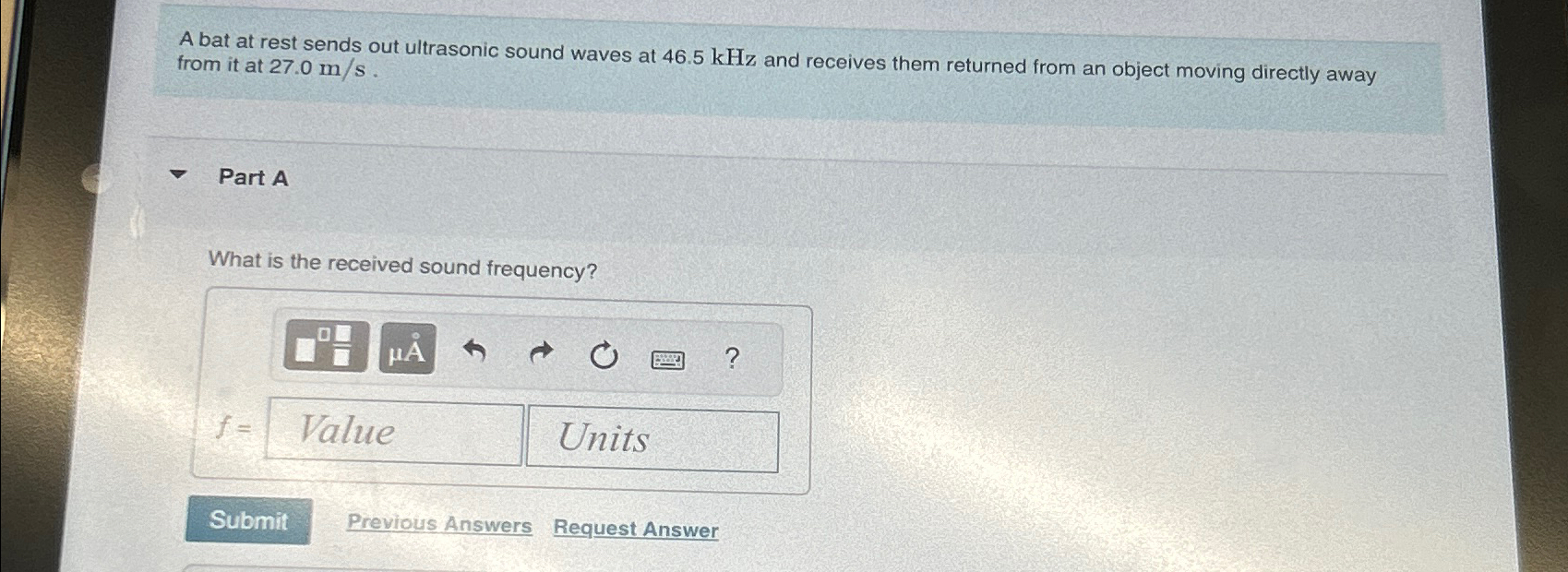 Solved A bat at rest sends out ultrasonic sound waves at | Chegg.com