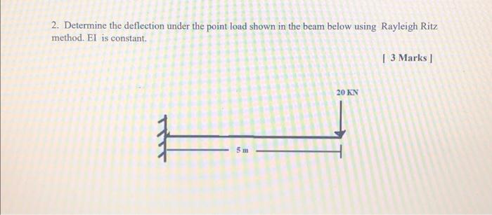 Solved 2. Determine the deflection under the point load | Chegg.com