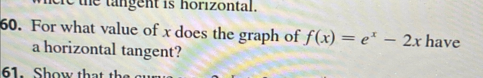 Solved For what value of x ﻿does the graph of f(x)=ex-2x | Chegg.com