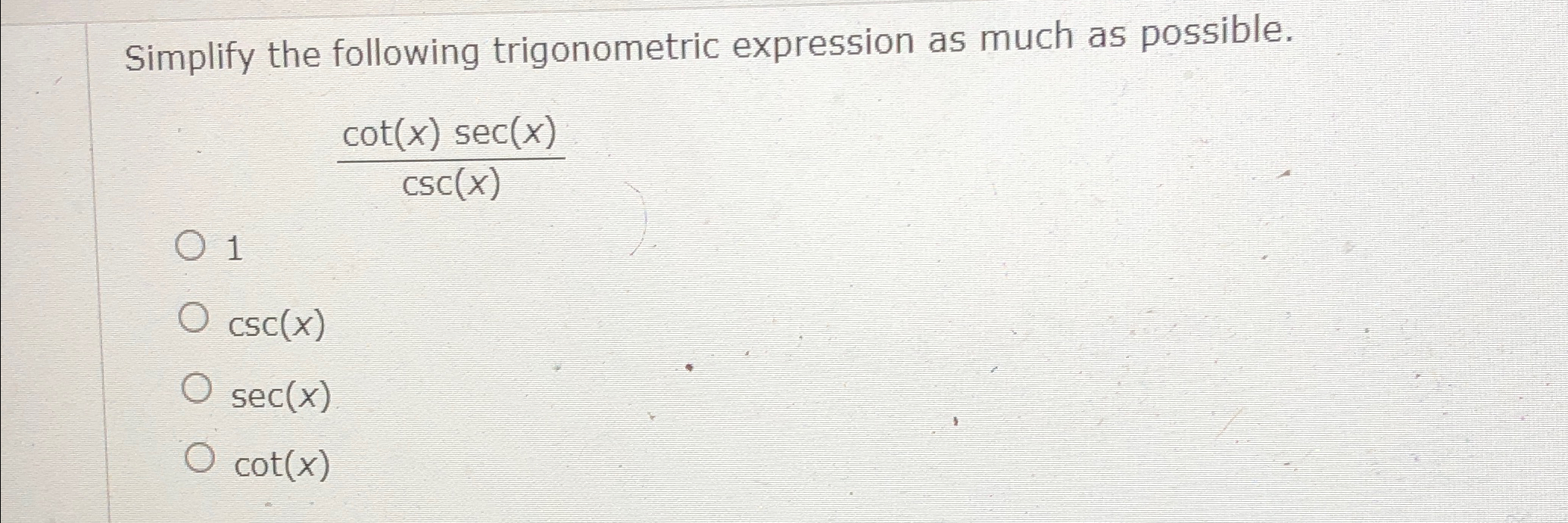 Solved Simplify the following trigonometric expression as | Chegg.com