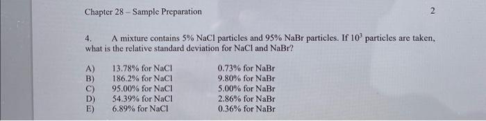 Solved Chapter 28 - Sample Preparation 4. A mixture contains | Chegg.com