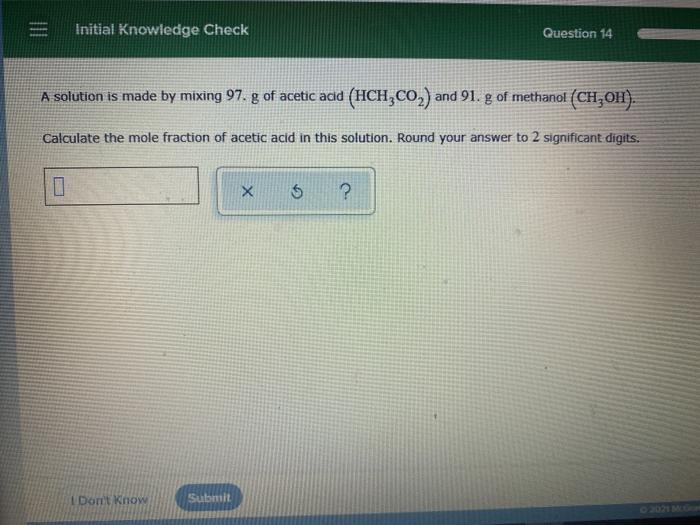 Solved Initial Knowledge Check Question 14 A solution is | Chegg.com