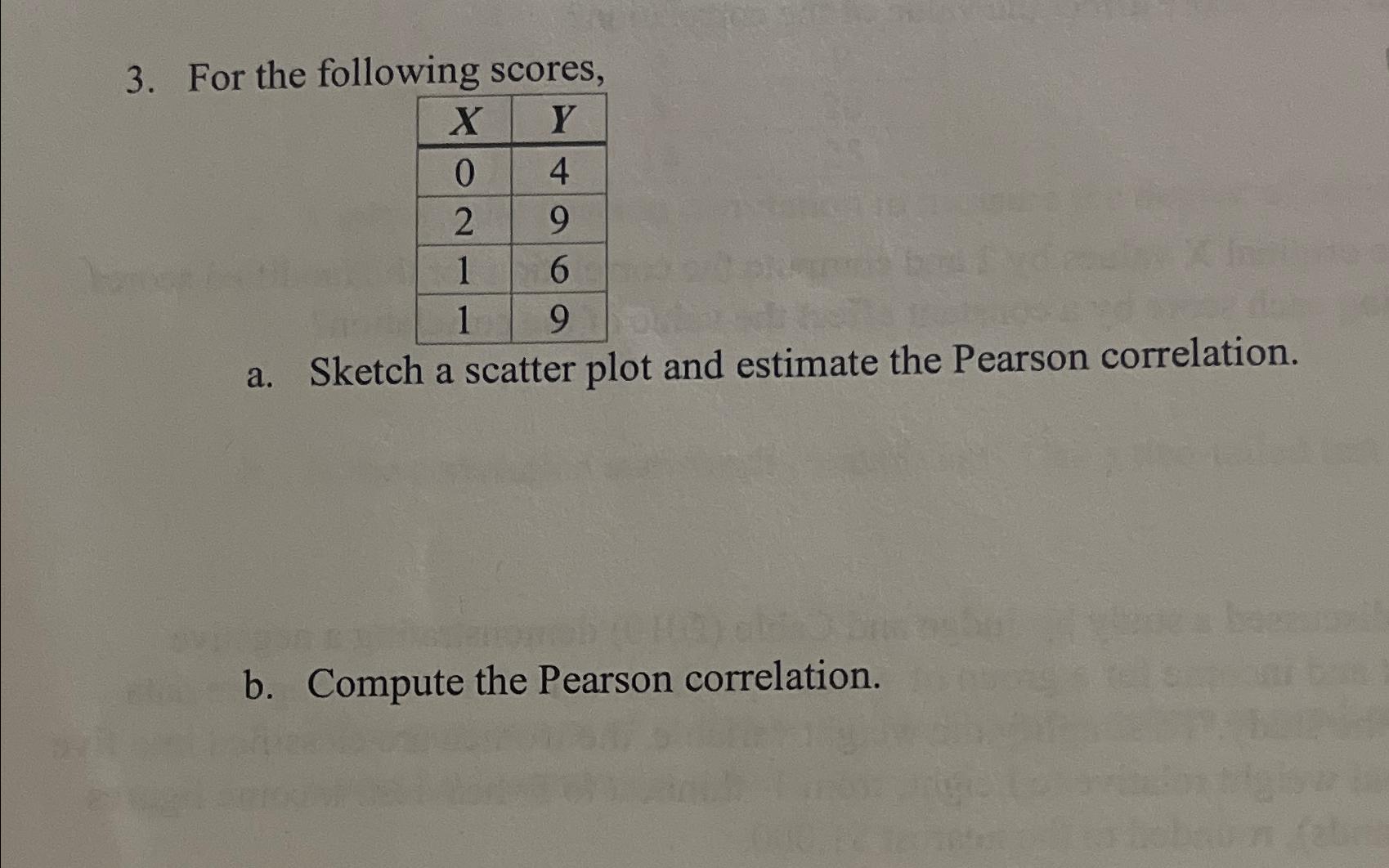 Solved For the following scores,\table[[x,Y | Chegg.com
