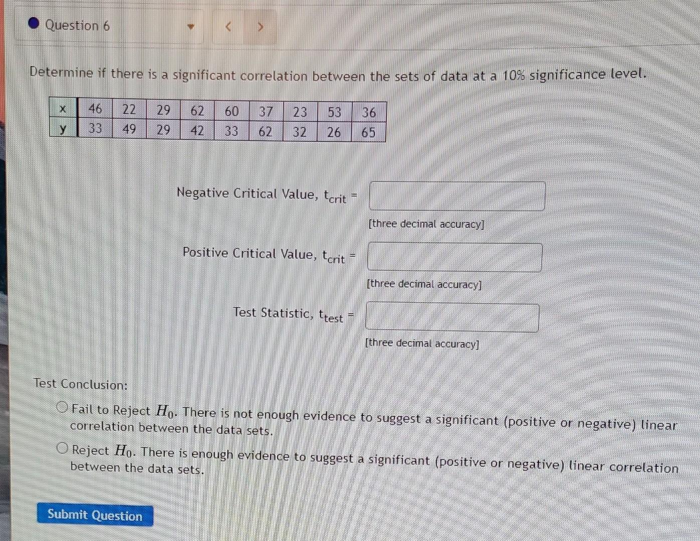 Solved Determine if there is a significant correlation | Chegg.com