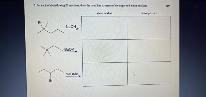 Solved 2. For each of the following B2 reactions, draw the | Chegg.com