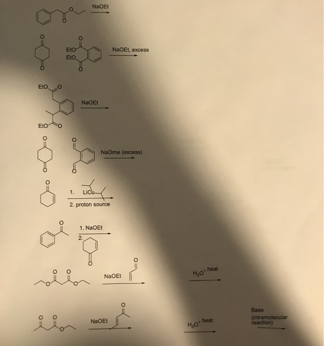 Solved NaOET Etoo Ho heat ein beson Base (intramolecular | Chegg.com