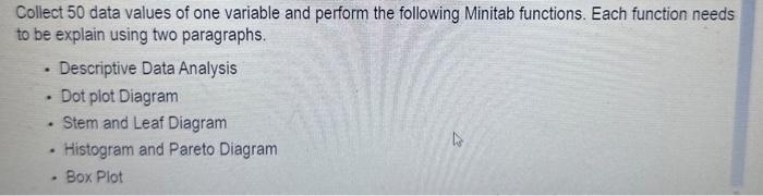 Solved Collect 50 data values of one variable and perform | Chegg.com