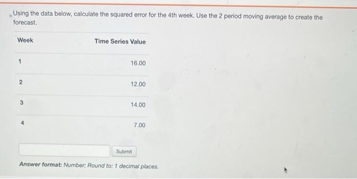 Solved Using the data below, calculate the squared error for | Chegg.com