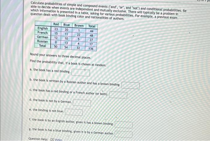Solved Calculate probabilities of simple and compound events | Chegg.com