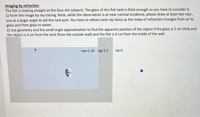 Solved Imaging by refraction The fish is looking straight at | Chegg.com