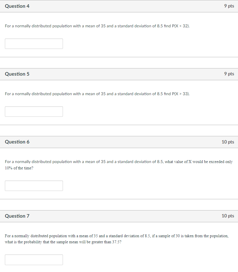 Solved Question 4For a normally distributed population with | Chegg.com