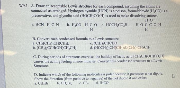 Solved A. Draw an acceptable Lewis structure for each | Chegg.com