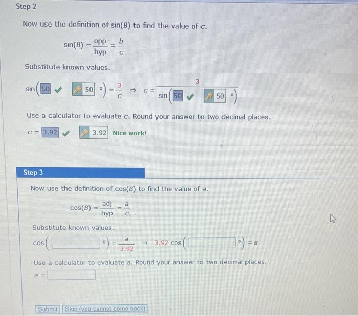 Solved Now use the definition of sin(B) to find the value of | Chegg.com