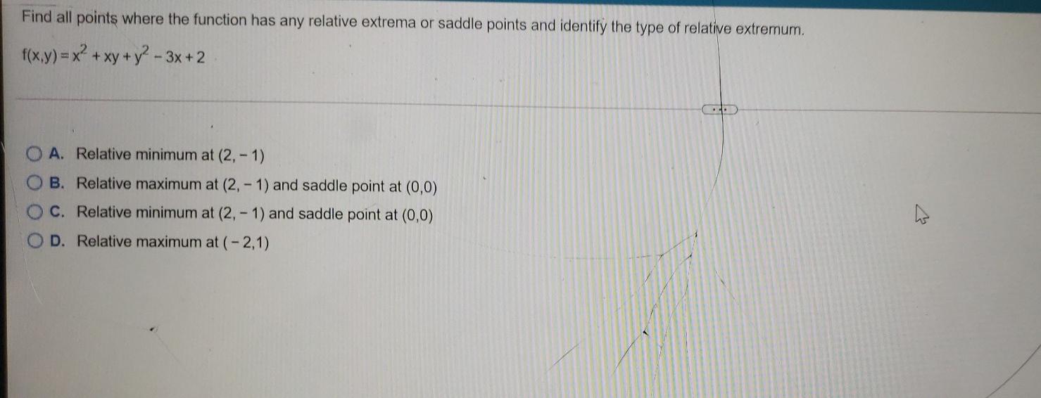 Solved Find all points where the function has any relative | Chegg.com