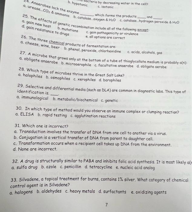 Solved 27. A microbe that grows only at the bottom of a tube | Chegg.com