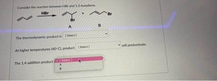 Solved Consider the reaction between HBr and 1,3-butadiene. | Chegg.com