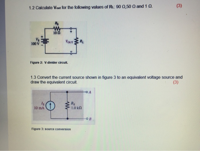 Solved 1.2 Calculate Vout for the following values of RL: 90 | Chegg.com