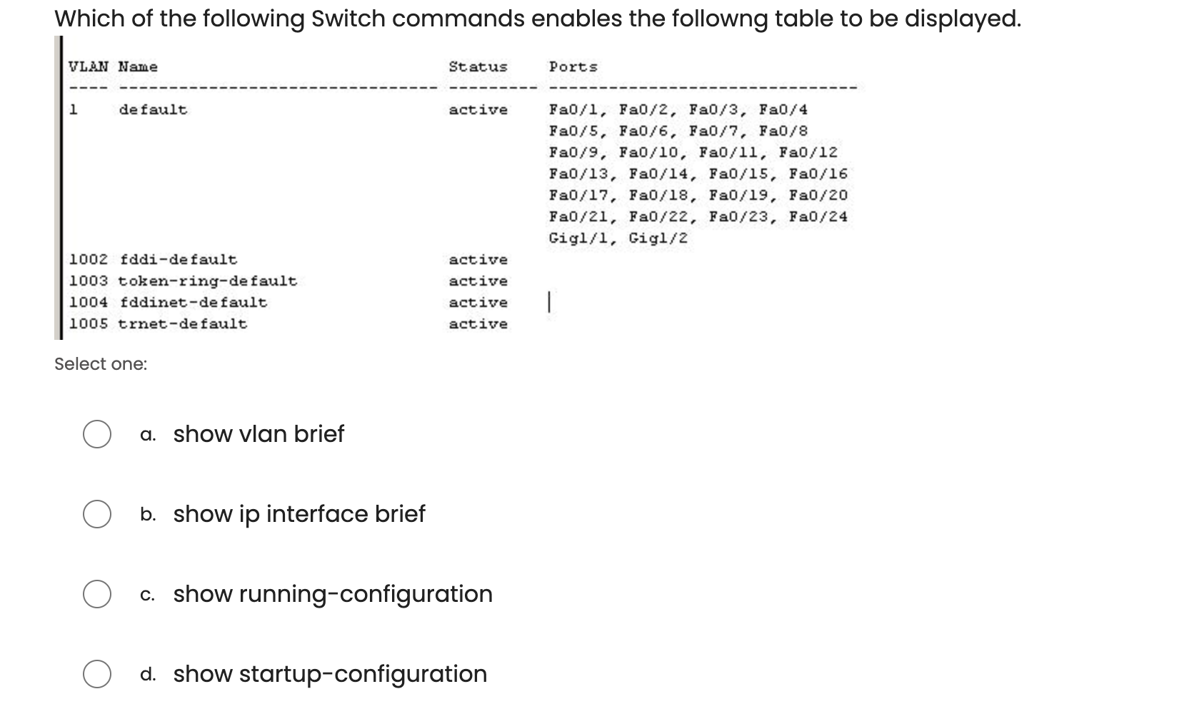 Solved Which of the following Switch commands enables the | Chegg.com
