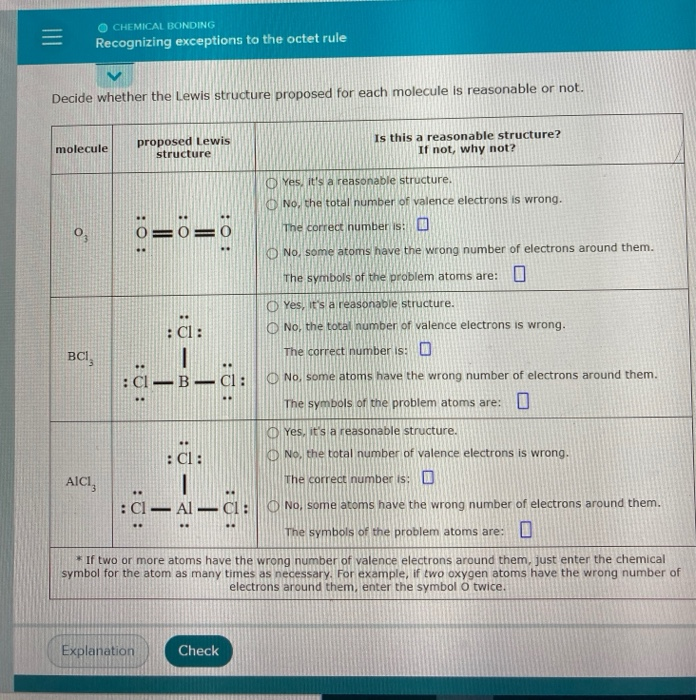 Solved O CHEMICAL BONDING Recognizing exceptions to the | Chegg.com