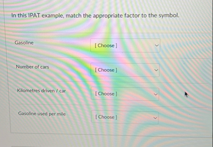 In this IPAT example, match the appropriate factor to | Chegg.com