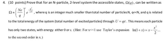 Solved (10 points) Prove that for an N-particle, 2-level | Chegg.com