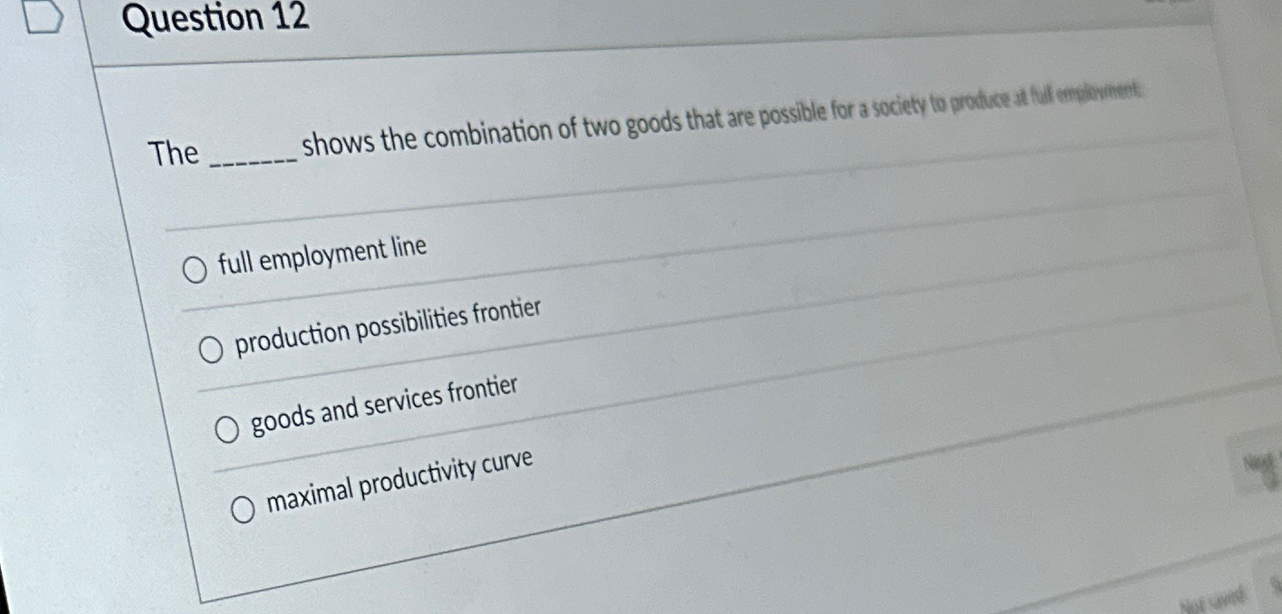 Solved Question 12Thefull employment lineproduction | Chegg.com