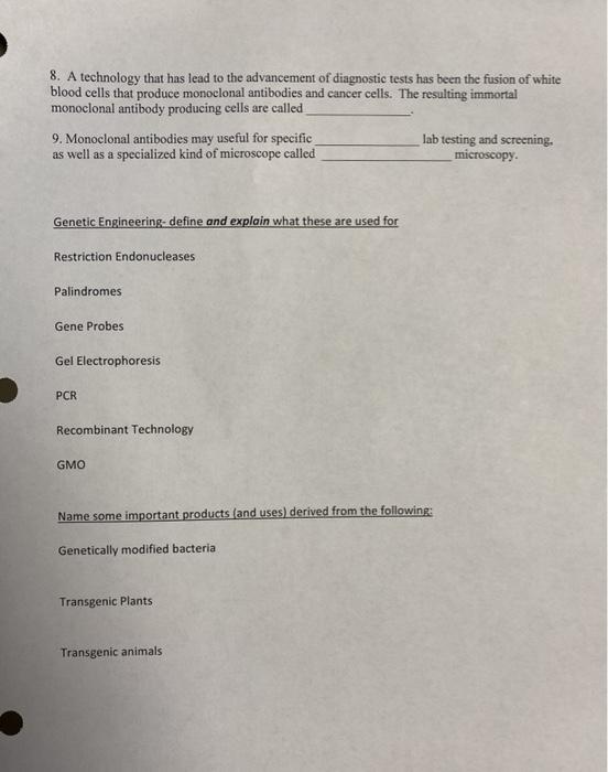 Solved Bacterial Genetics and Genetic Engineering Worksheet | Chegg.com