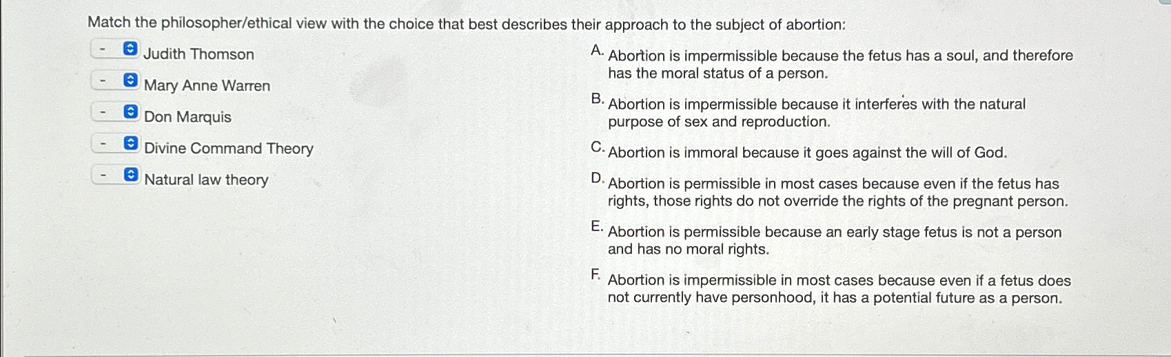 Solved Match the philosopher/ethical view with the choice | Chegg.com