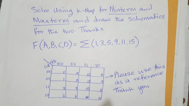 Solved Solve Using K-Map for Minterm and Maxterm and draw | Chegg.com
