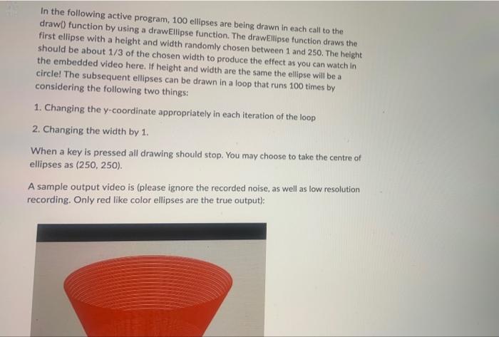 Solved In the following active program, 100 ellipses are | Chegg.com
