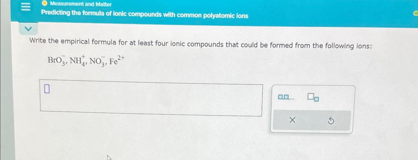 Solved Measurement and MalterPredicting the formula of ionic | Chegg.com