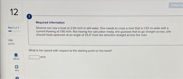Solved 12 Part 1 of 4 1.66 points eBook Hint Check my | Chegg.com