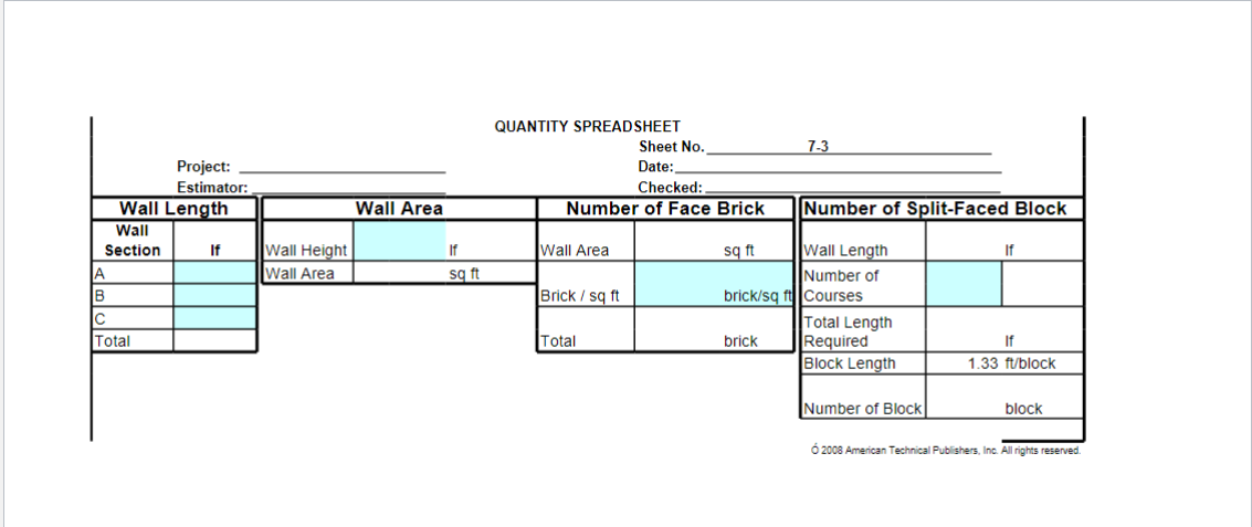 Activity 7-3—Estimating Masonry Activity Refer to | Chegg.com