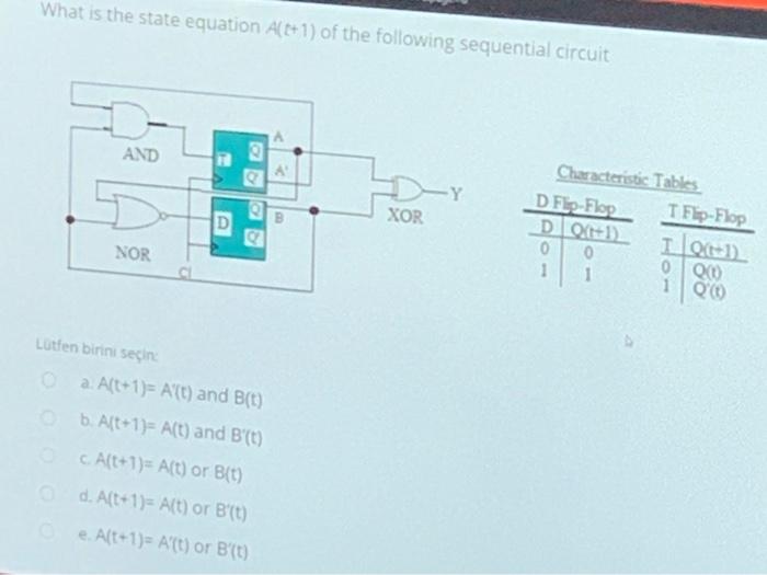 Solved What is the state equation Alt+1) of the following | Chegg.com