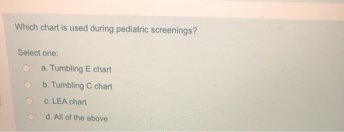 Solved Which chart is used during pediatric screenings? | Chegg.com