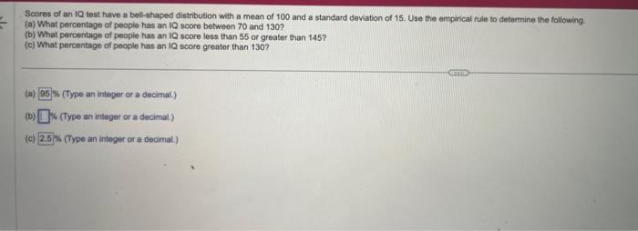 Solved Scores of an 10 test have an bell-shaped distribution | Chegg.com
