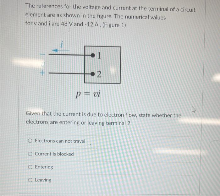 Solved The references for the voltage and current at the | Chegg.com