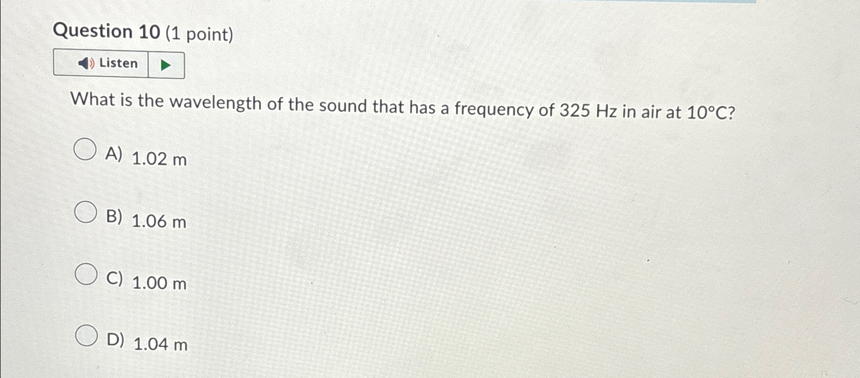 Solved Question 10 (1 ﻿point)ListenWhat is the wavelength of | Chegg.com