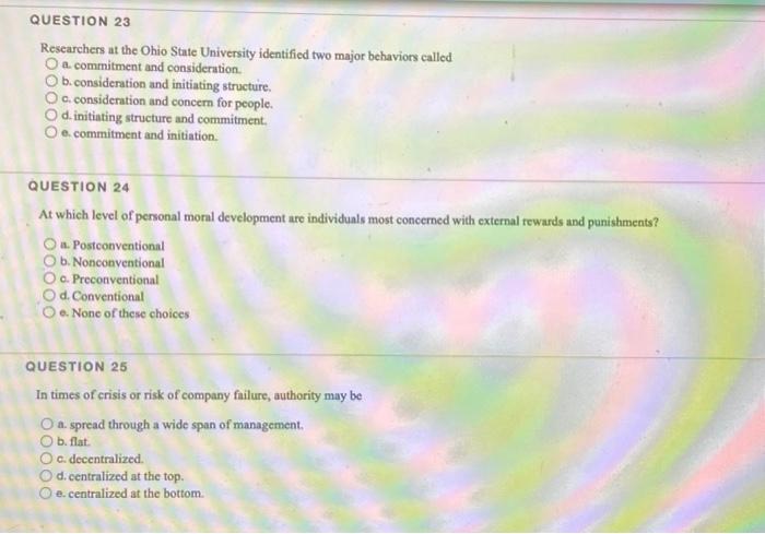 Solved QUESTION 23 Researchers at the Ohio State University | Chegg.com