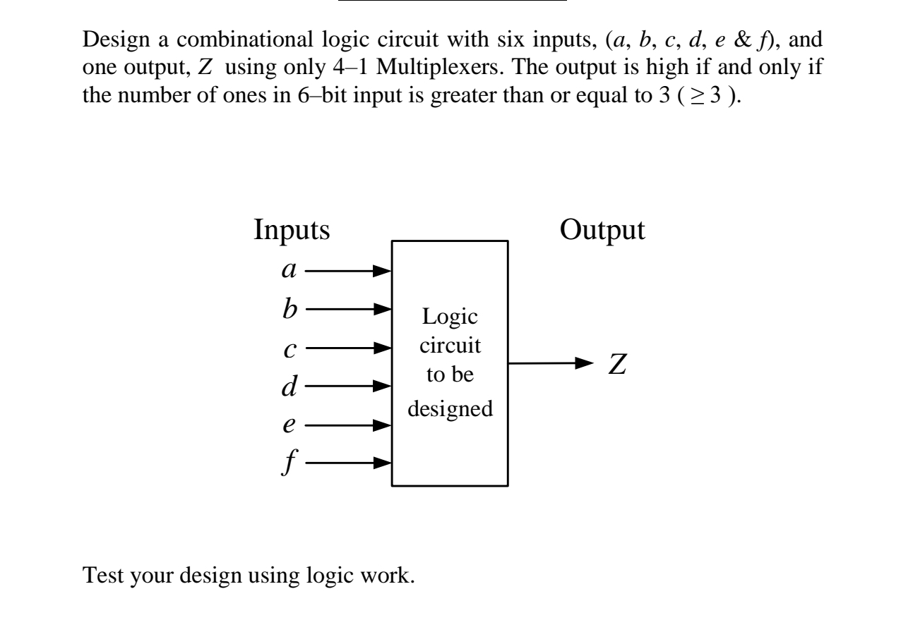 Solved Design a combinational logic circuit with six inputs, | Chegg.com