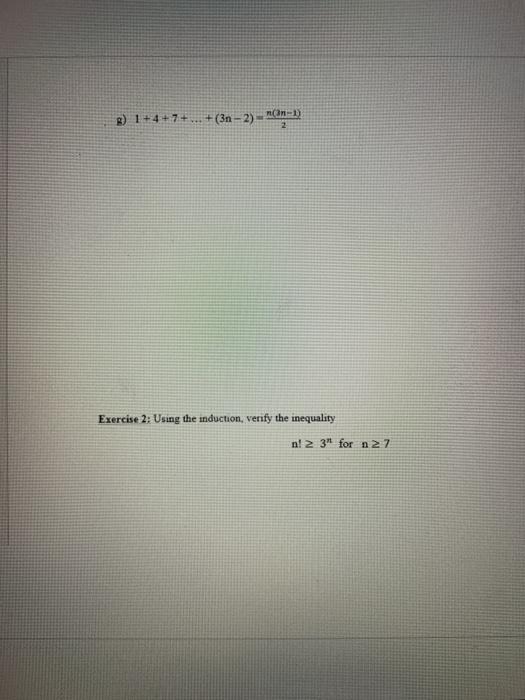 Solved For G, the question is , "using the induction, verify | Chegg.com