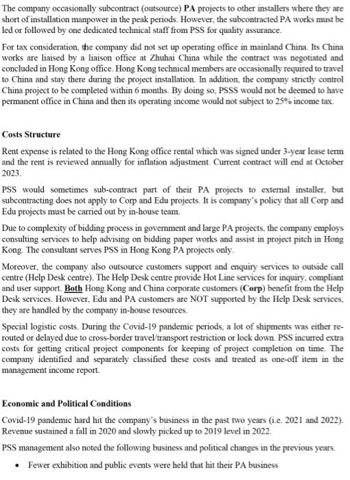 Overview Premier Sound Systems (PSS) is a privately | Chegg.com