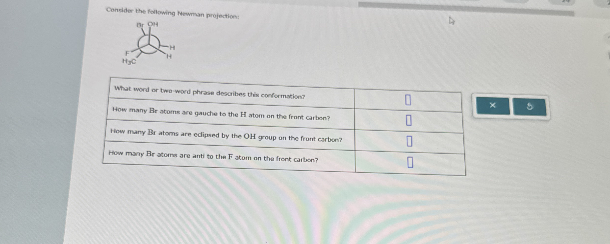 Solved Consider the following Newman projection:\table[[What | Chegg.com