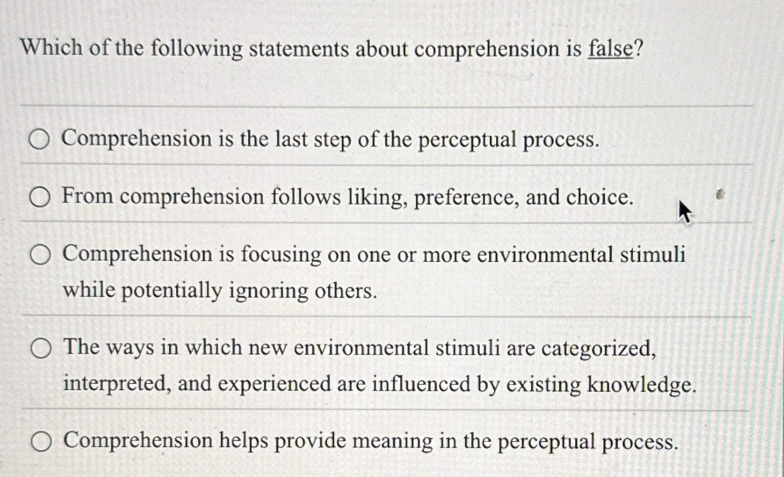 Solved Which of the following statements about comprehension | Chegg.com