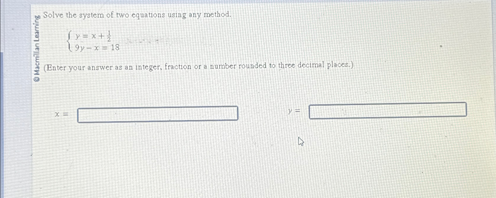 Solved Solve the system of two equations using any | Chegg.com