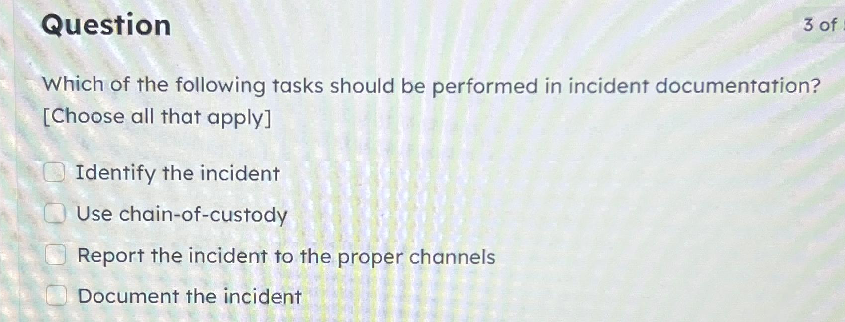 Solved Question3 ﻿ofWhich of the following tasks should be | Chegg.com