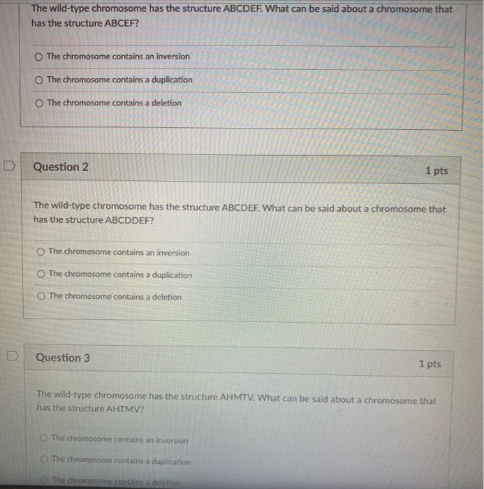 Solved The wild-type chromosome has the structure ABCDEF. | Chegg.com