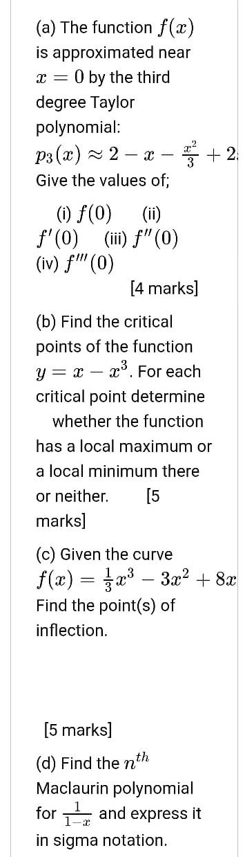 Solved (a) The function f(x) is approximated near x=0 by the | Chegg.com