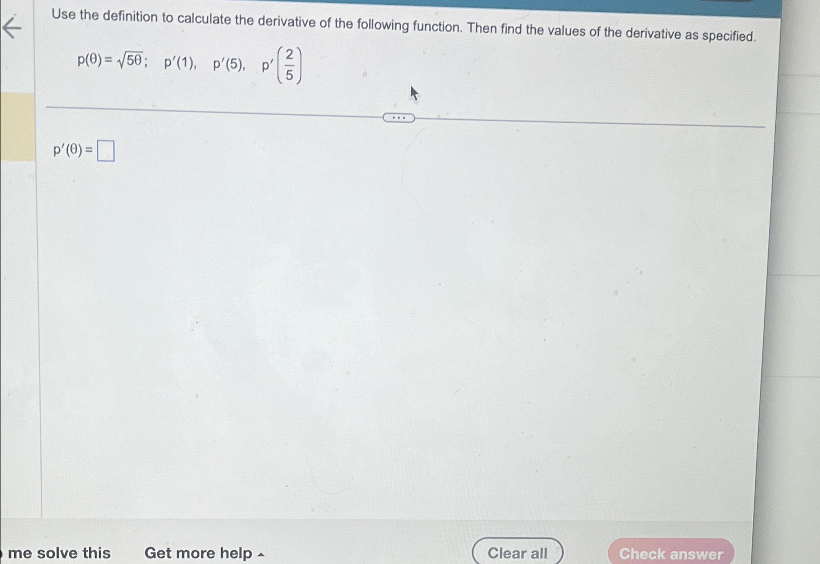 Solved Use the definition to calculate the derivative of the | Chegg.com